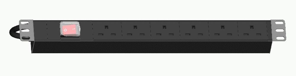 19" 1U 6-way Basic PDU 6xUK Sockets, UK plug with 16A switch - eCatalog