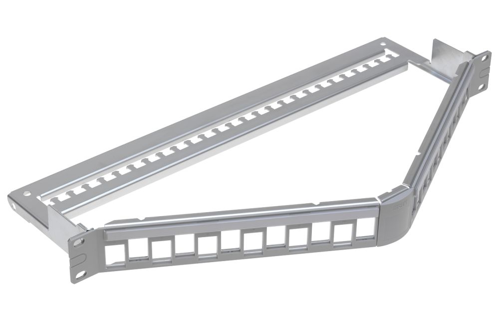 19" 1U Angled Patch Panel 24-Port, Snap-in, gray, empty - eCatalog