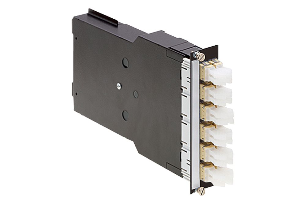 MPO Modul 7HP, metal, 2xMTP12-female - 12xLC-Duplex, OM4, PC/PC ...