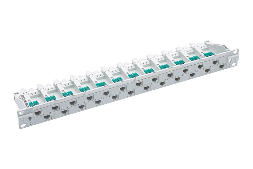 19" 1U PC Patch Panel 24xRJ45/u, Cat. 5e, gray, fully populated - eCatalog