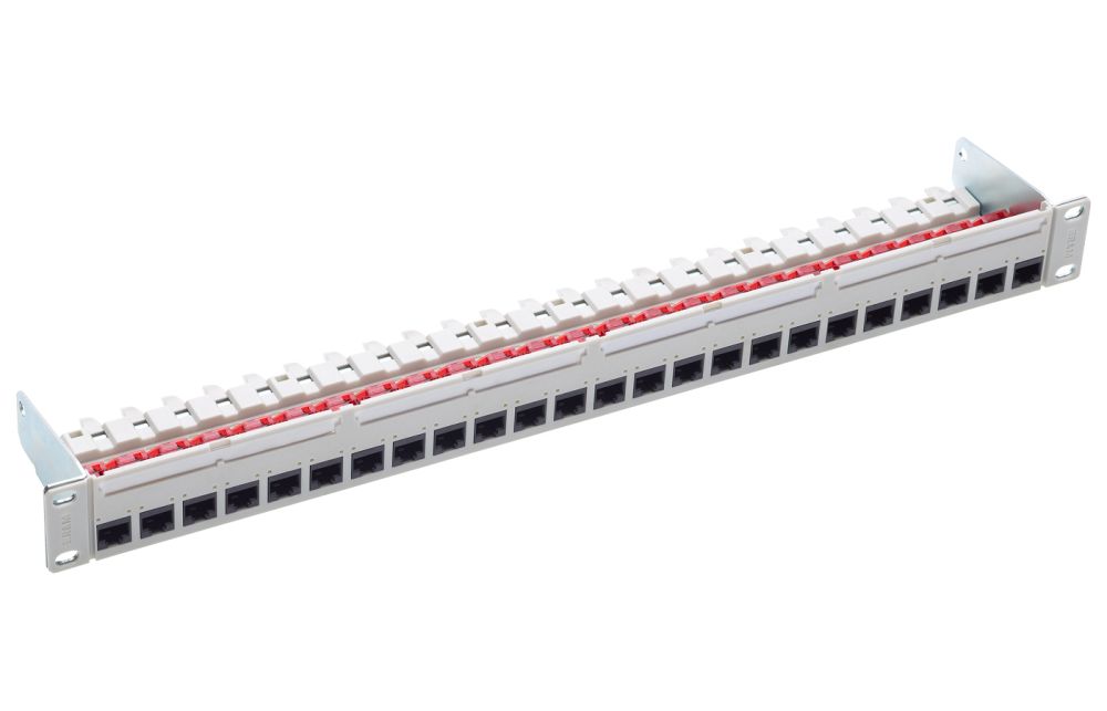 19" 1U PC Patch Panel 24xRJ45/u, Cat. 6A EL, gray, fully populated ...