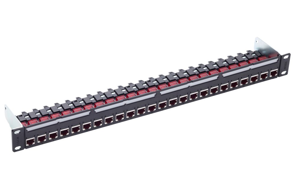 19" 1U PC Patch Panel 24xRJ45/s, Cat. 6A, black, fully populated - eCatalog