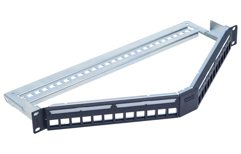19" 1U Angled Patch Panel 24-Port, Keystone, black, empty - eCatalog