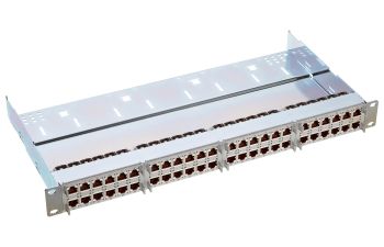 19" 1U HD Patch Panel 48xRJ45/s, Cat. 6A, gray, fully populated - eCatalog