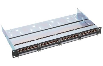 19" 1U HD Patch Panel 24xRJ45/s, Cat. 6A, black, fully populated - eCatalog