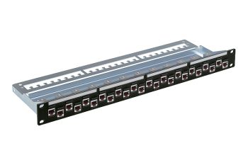 19" 1U ST Patch Panel 24xRJ45/s, Cat. 6A, black, fully populated - eCatalog