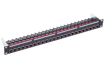 19" 1U PC Patch Panel 24xRJ45/s, Cat. 6A, black, fully populated - eCatalog