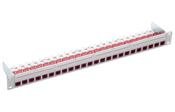 19" 1U PC Patch Panel 24xRJ45/u, Cat. 6A, gray, fully populated - eCatalog