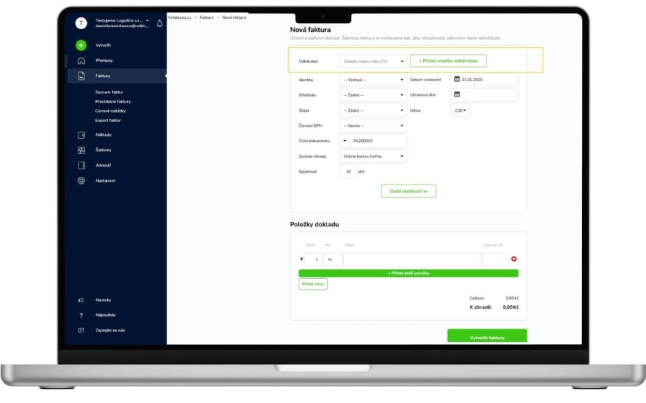 Jak vystavit ve Vyfakturuj.cz první fakturu? | Faktury, faktury online, fakturace ZDARMA ...