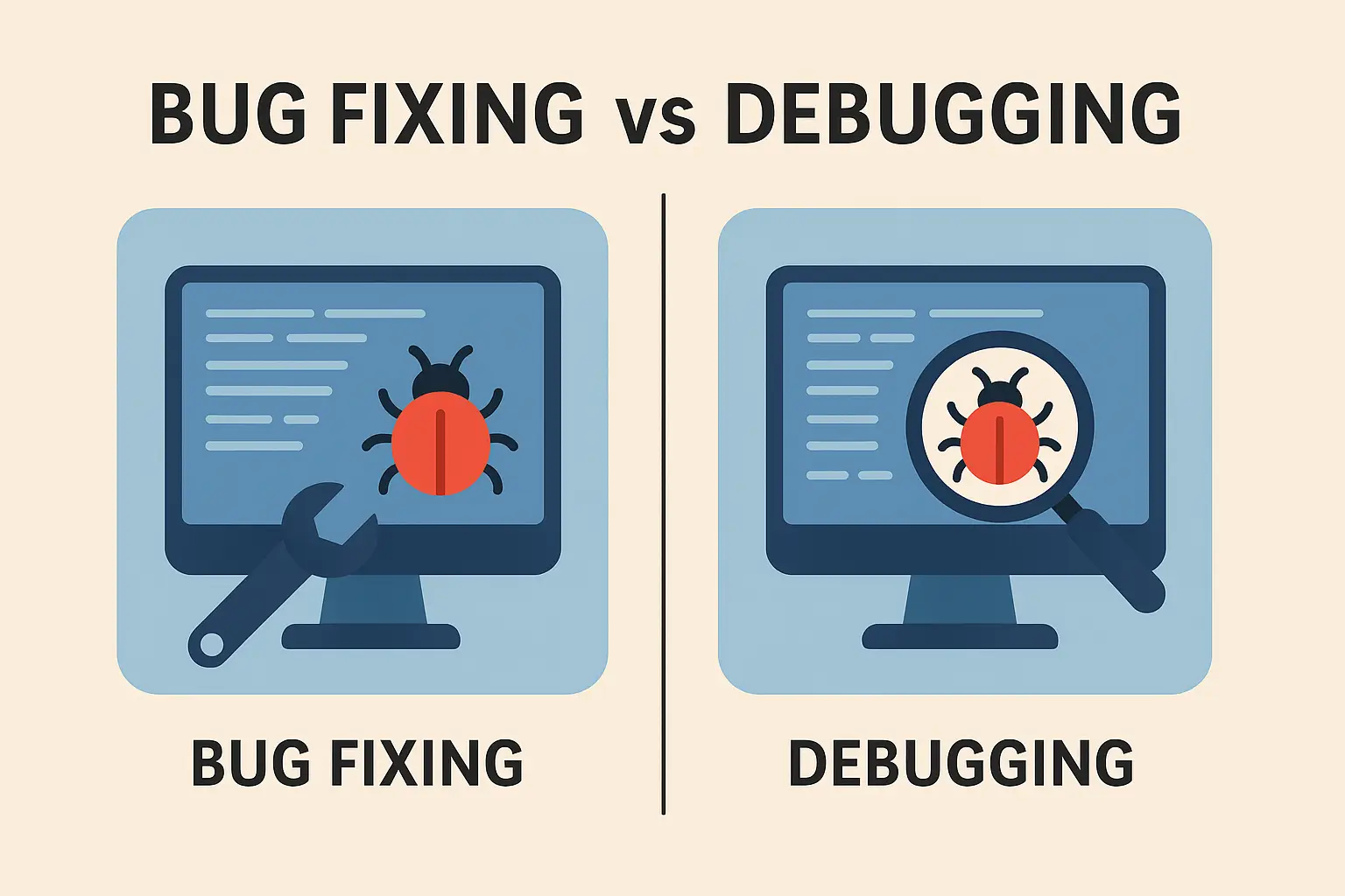 Bug Fixing vs Debugging: What’s the Difference? | Blogs | Solusian