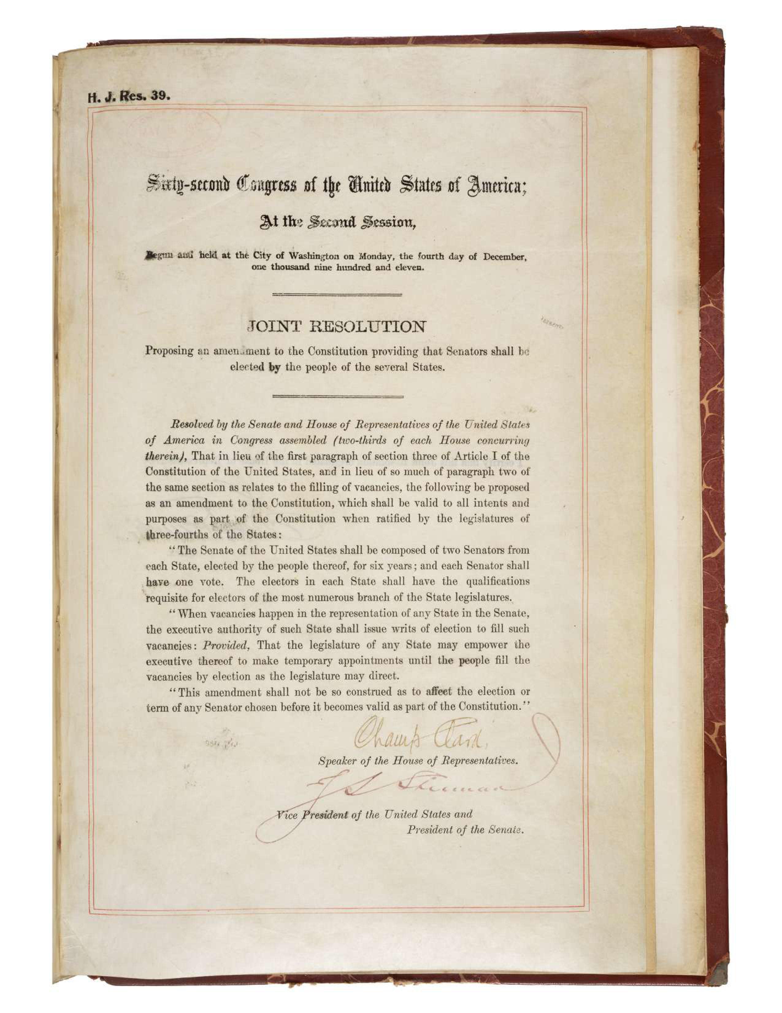 17th Amendment to the U.S. Constitution: Direct Election of U.S ...