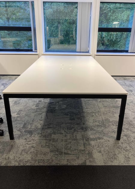 Relieve Furniture | BENE 320x160cm White office table on black legs ...
