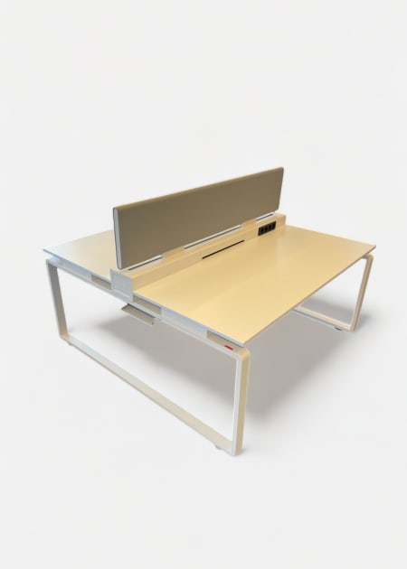 Relieve Furniture | FAMO 160cm white duo desk with wooden bench ...