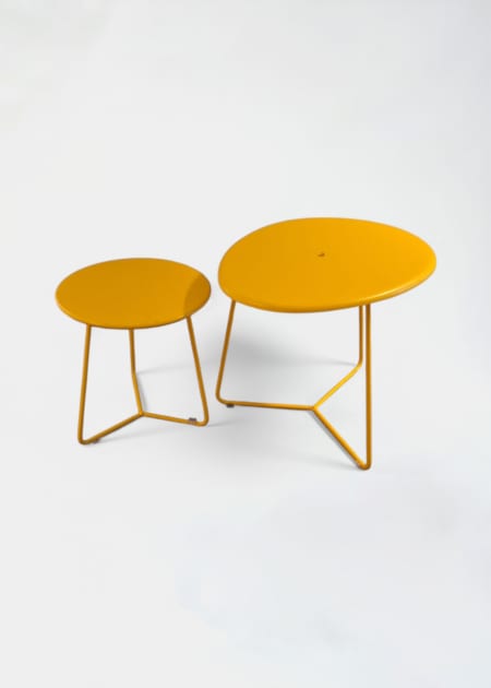 Relieve Furniture | Fermob round yellow table ( set of 2 tables )