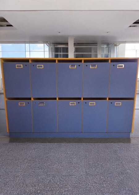 Relieve Furniture | Blue lockers without locks and keys