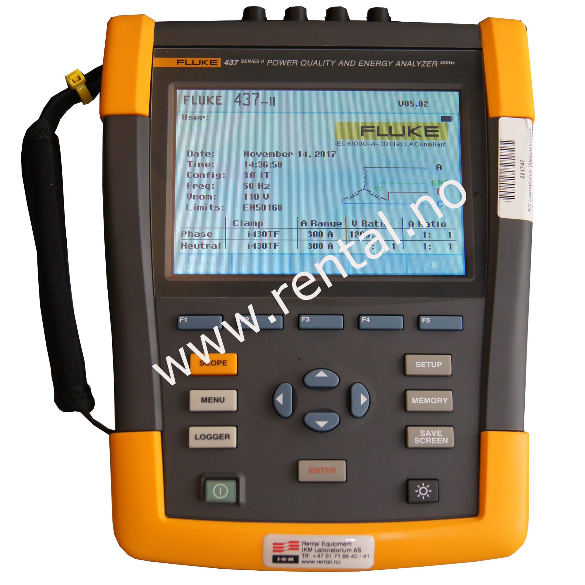 FLUKE 437 THREE-PHASE POWER QUALITY ANALYZER 400 HZ | rental.no