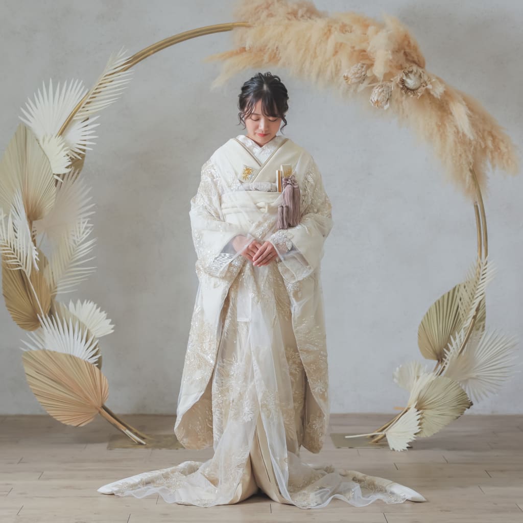 オーガンジー 打掛 ベージュ 花嫁 オーガンジー 打掛 ベージュ 花嫁
