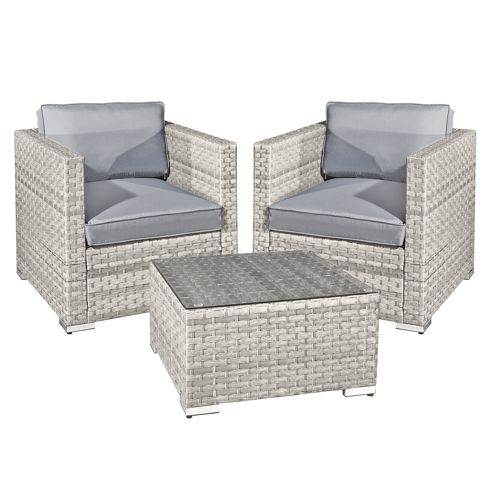Malta Rattan 2 Seat Tea for Two Set in Dove Grey | EnableAll