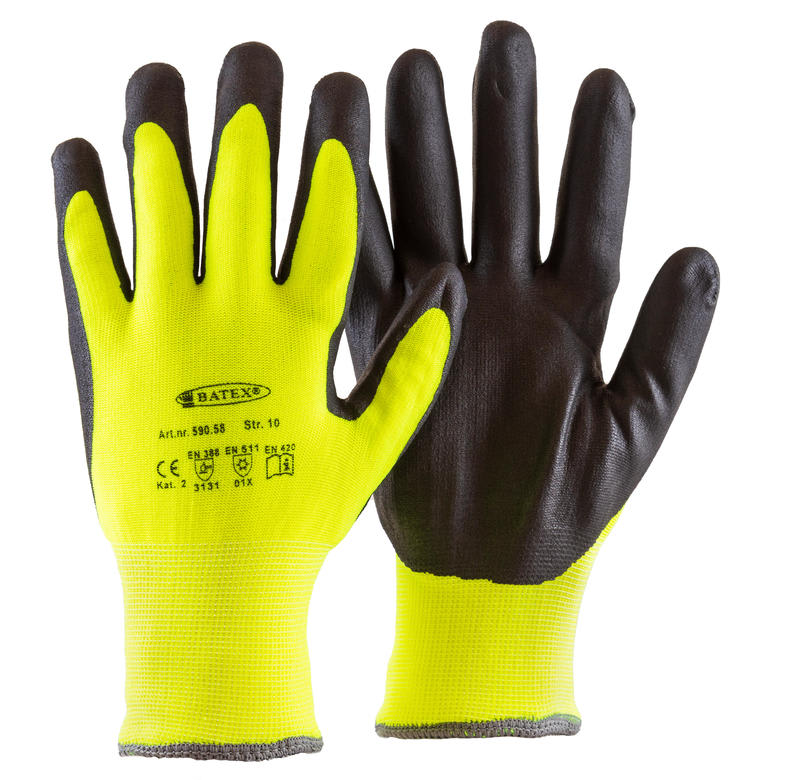 Polyesterhanske gul neonfarget vinterforet | Rexsa