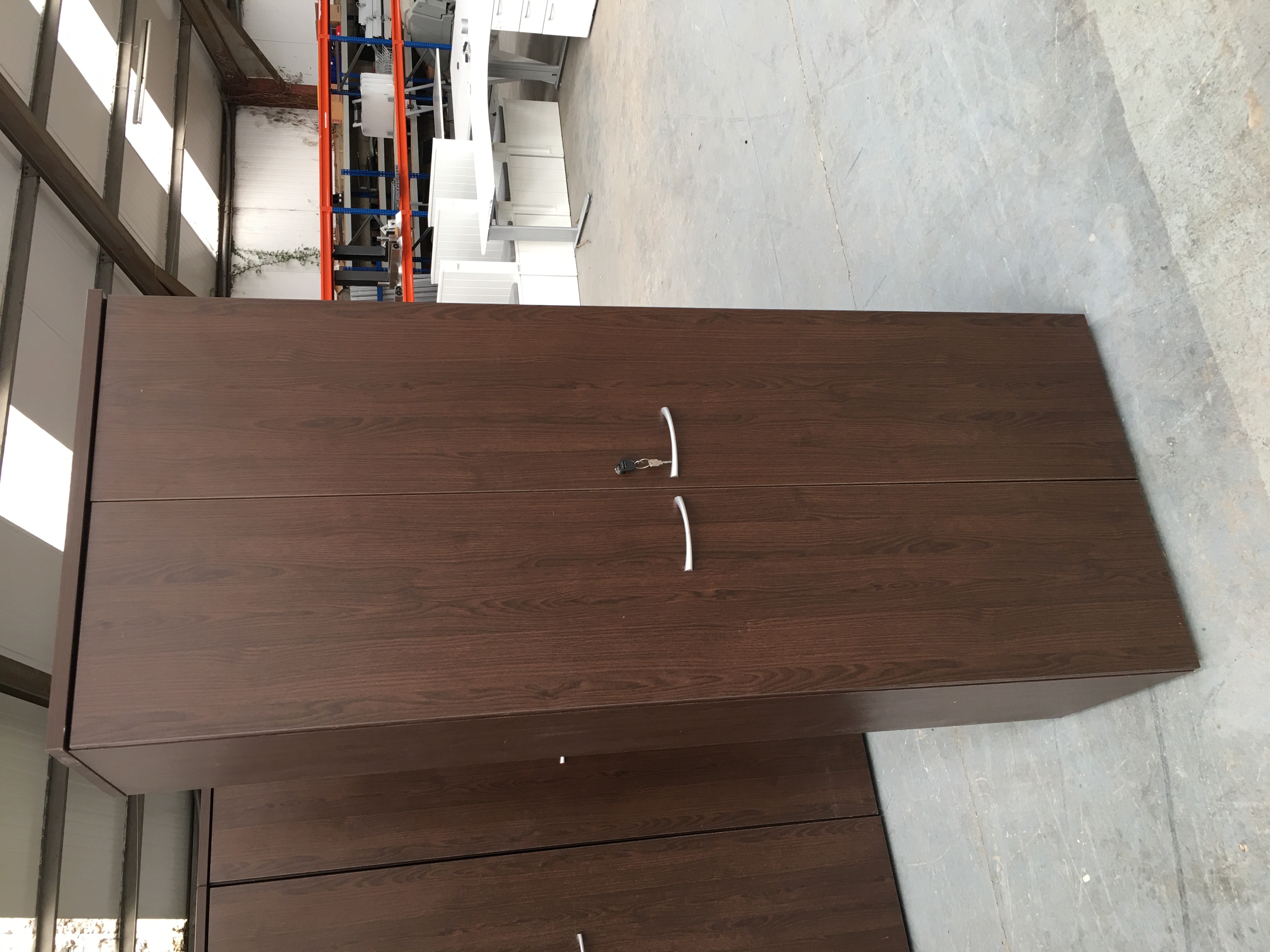 Tall wooden storage cabinet dark walnut just £30 Item ID 12213
