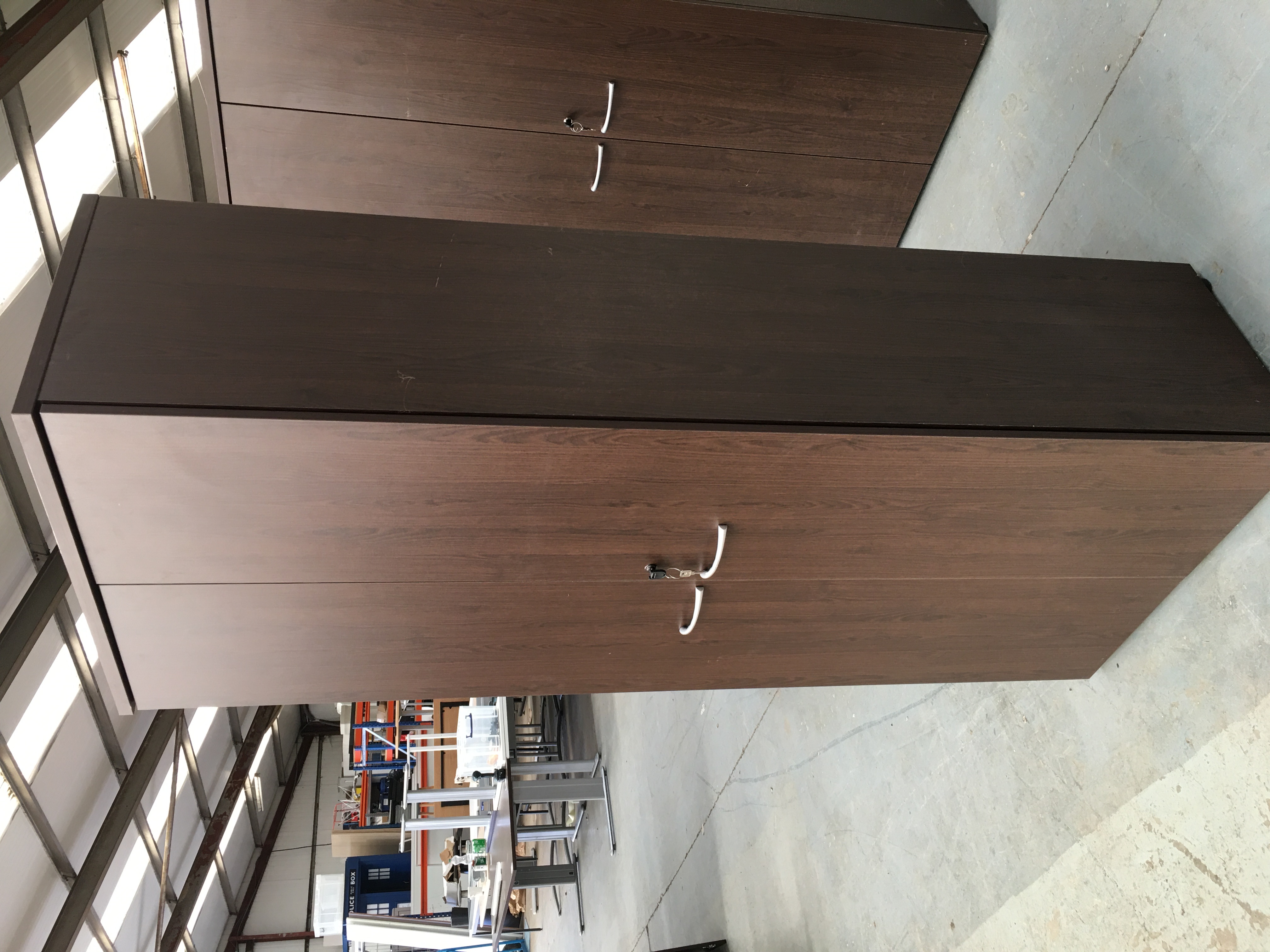 Tall wooden storage cabinet dark walnut just £30 Item ID 12213