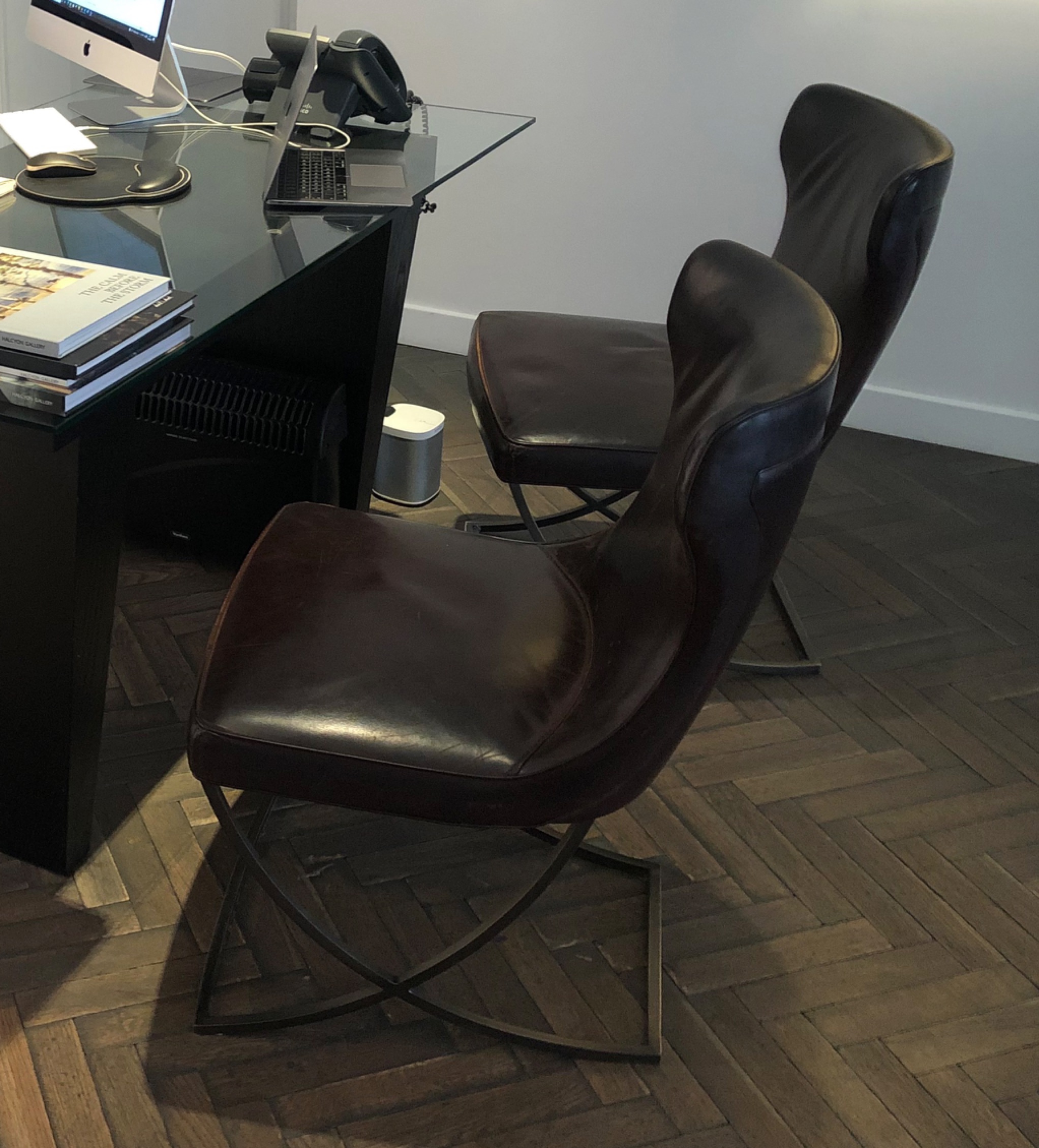 Leather Knoll style sled chairs just £0.00