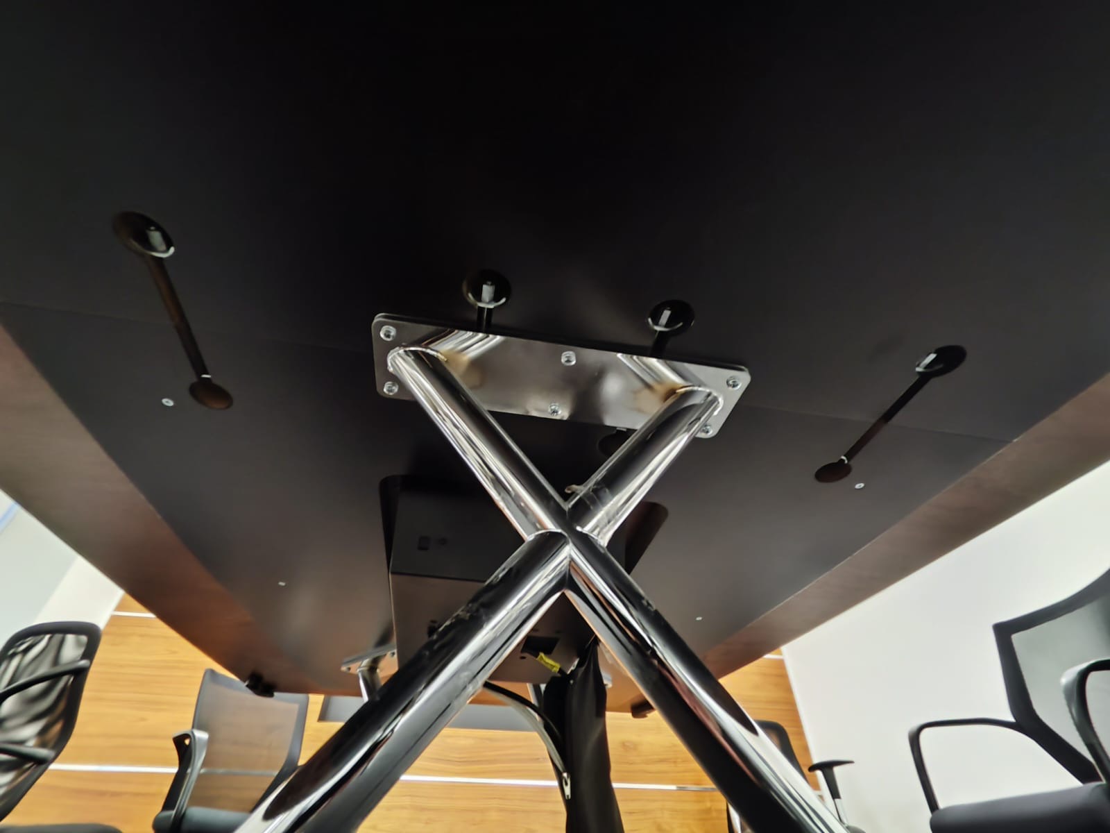 Walnut Finish Lozenge Board room table 3.6 metres with Power Units just ...