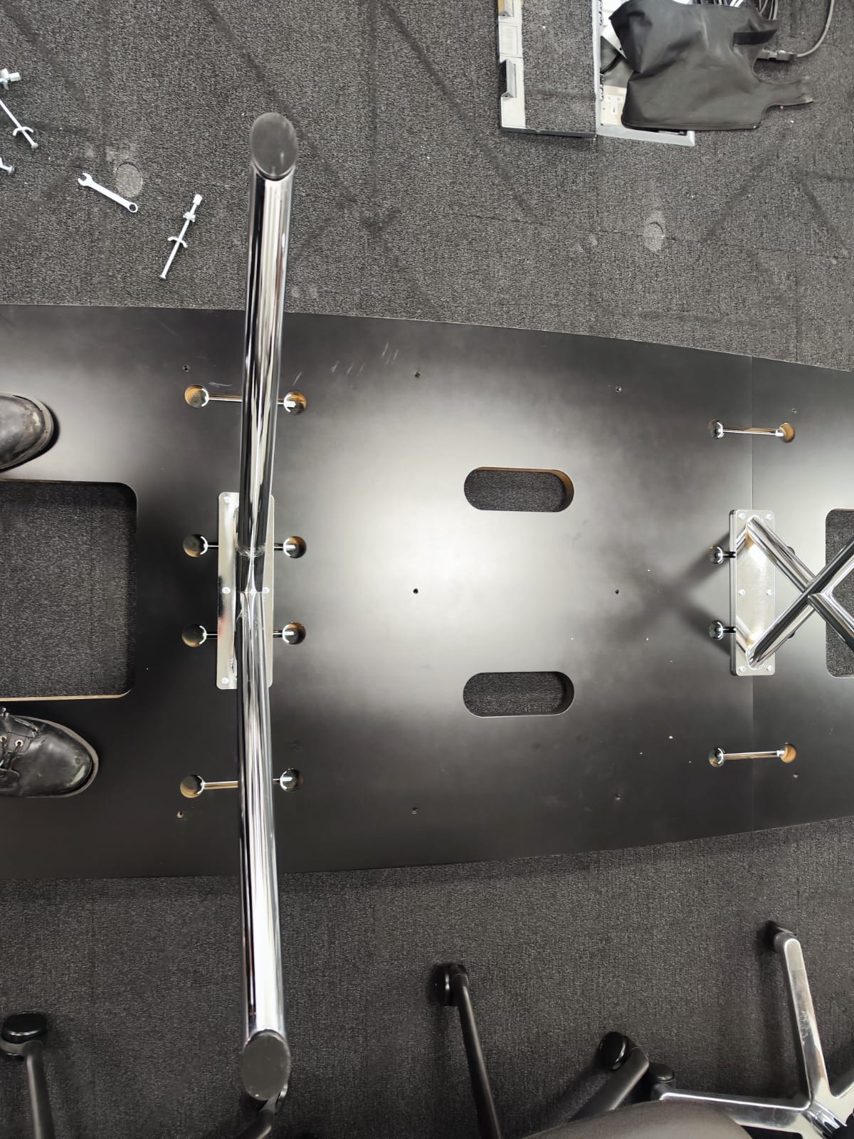 Walnut Finish Lozenge Board room table 3.6 metres with Power Units just ...