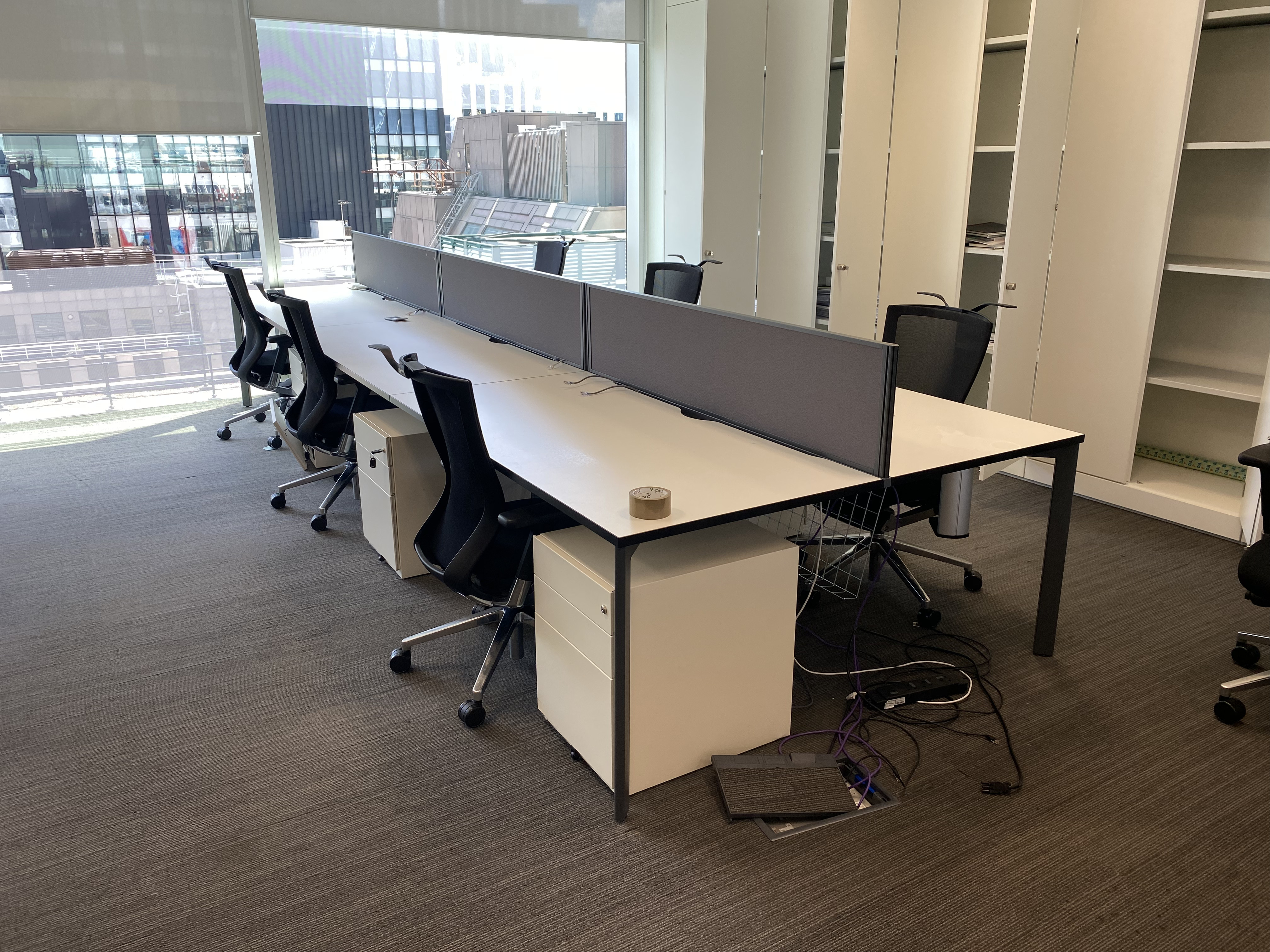White Desk Bank of 10 Bench Desks just £300