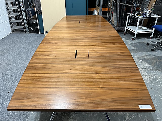 Walnut Finish Lozenge Board room table 3.6 metres with Power Units just ...
