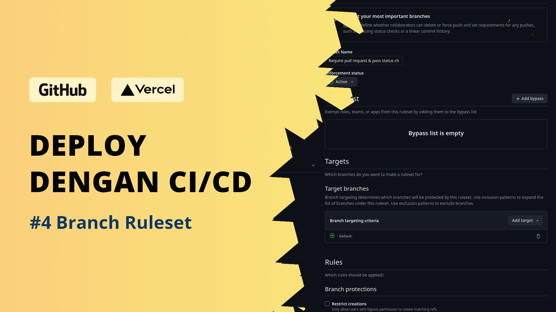 Deploy Website dengan CI/CD #4: Branch Ruleset - RezaFikkri