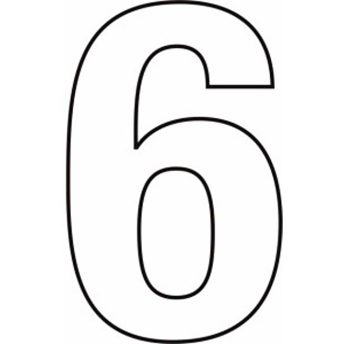 150mm White Self Adhesive Vinyl Number 6 - Ray Grahams DIY Store