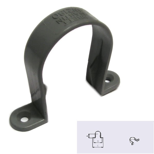 32mm Waste Pipe Clip W1180 Grey - Ray Grahams DIY Store