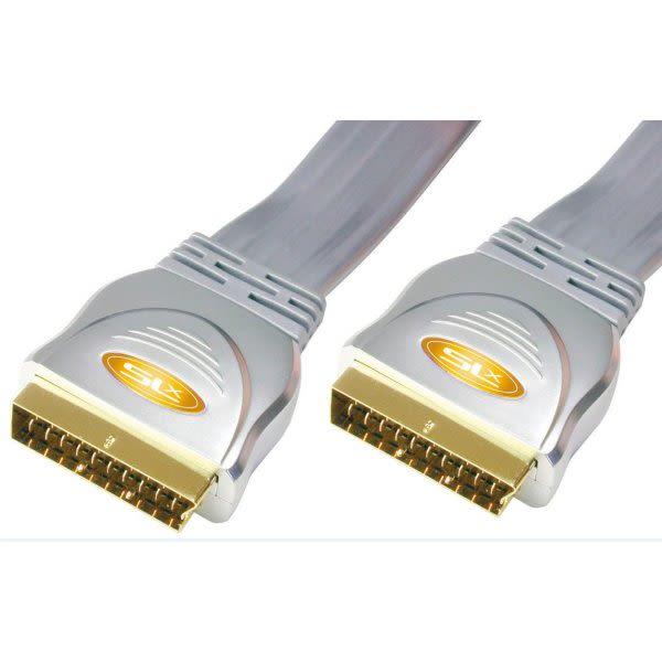 SLX Gold Flat Scart To Scart Lead 1.5 Metre 20 Pin - Ray Grahams DIY Store
