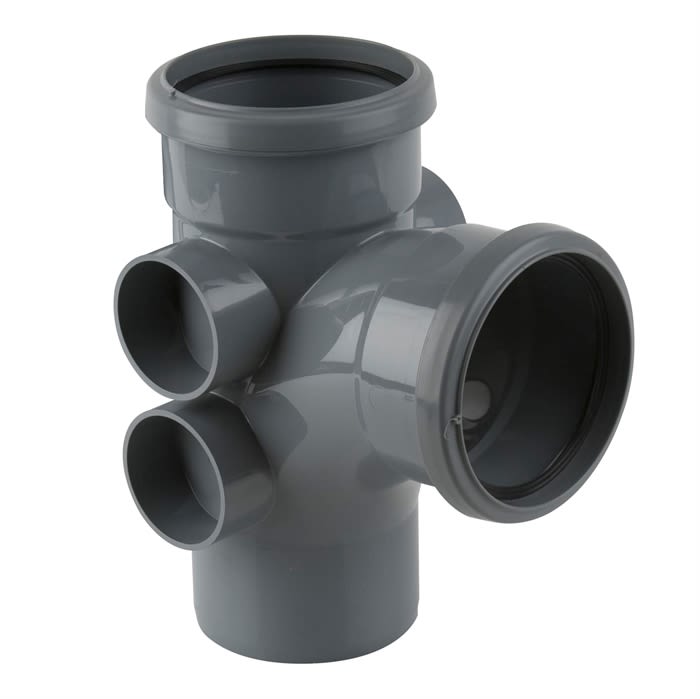 Soil Pipe Double Socket Branch with 4 Bosses Grey 110mm 92.5º - Ray ...