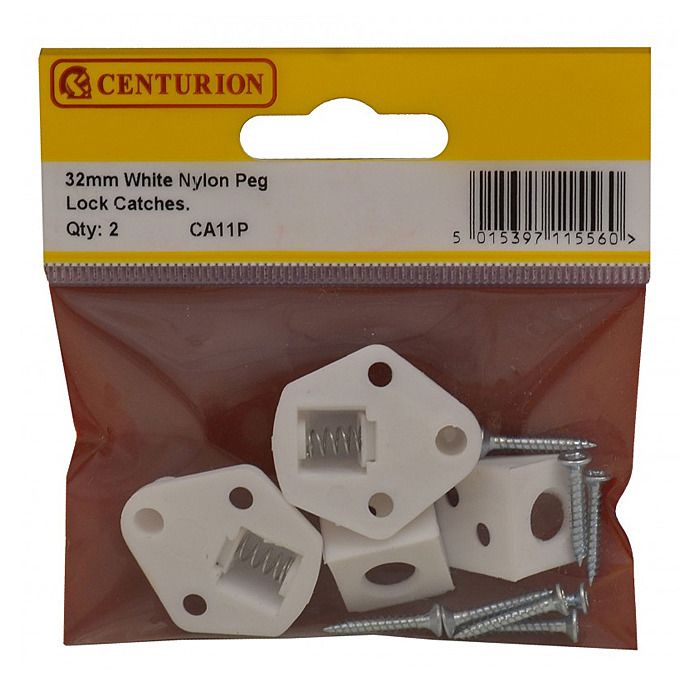 32mm White Nylon Peg Lock Catch (Pack of 2) - Ray Grahams DIY Store