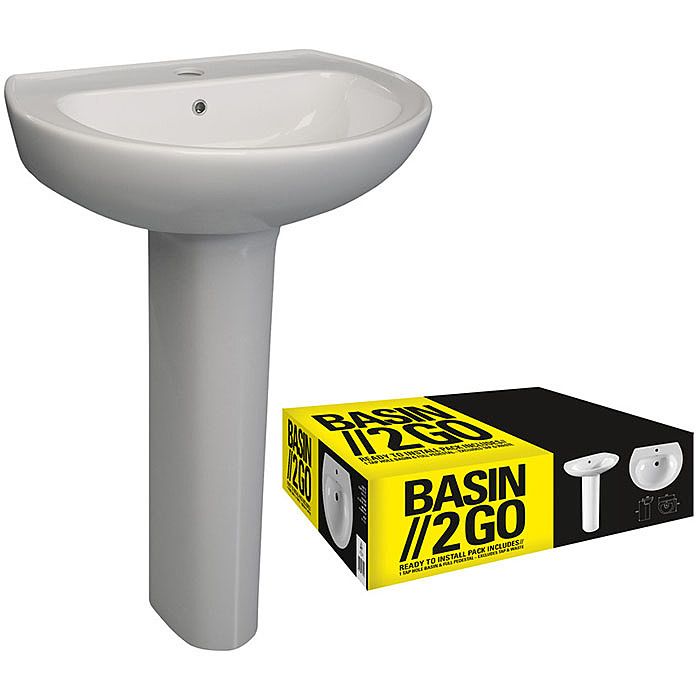 Basin 2 Go - Basin And Full Pedestal 1TH - Ray Grahams DIY Store