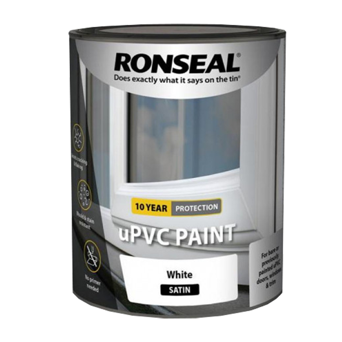 Ronseal uPVC Paint White Satin 750ml - Ray Grahams DIY Store