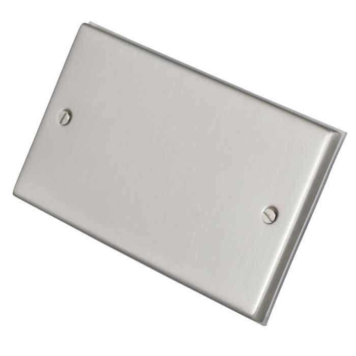 2 Gang Double Blanking Plate Satin Chrome - Ray Grahams DIY Store