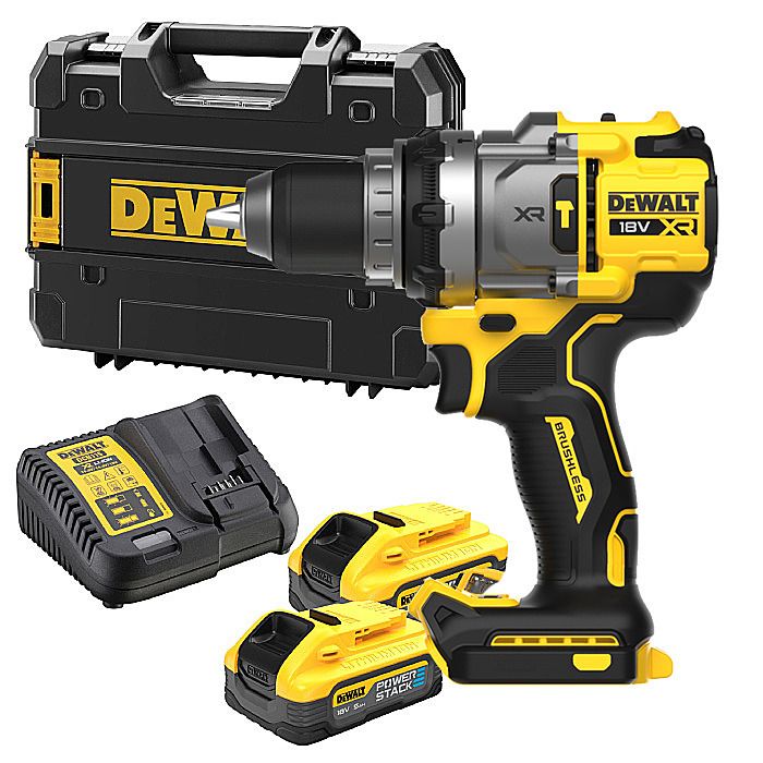DeWalt DCD1007H2T 18V XR Premium Combi Hammer Drill with 2x 5.0Ah ...