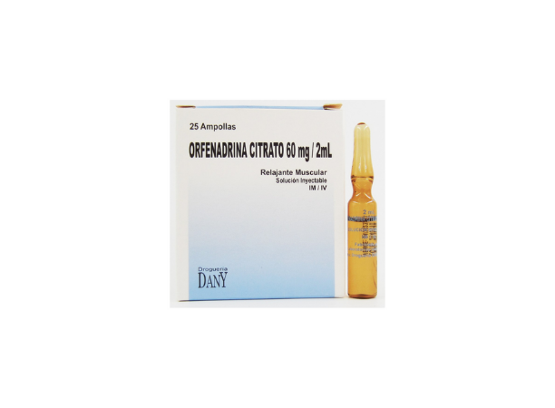 ORFENADRINA CITRATO 60 MG/2ML SOLUCION INYECTABLE X 25