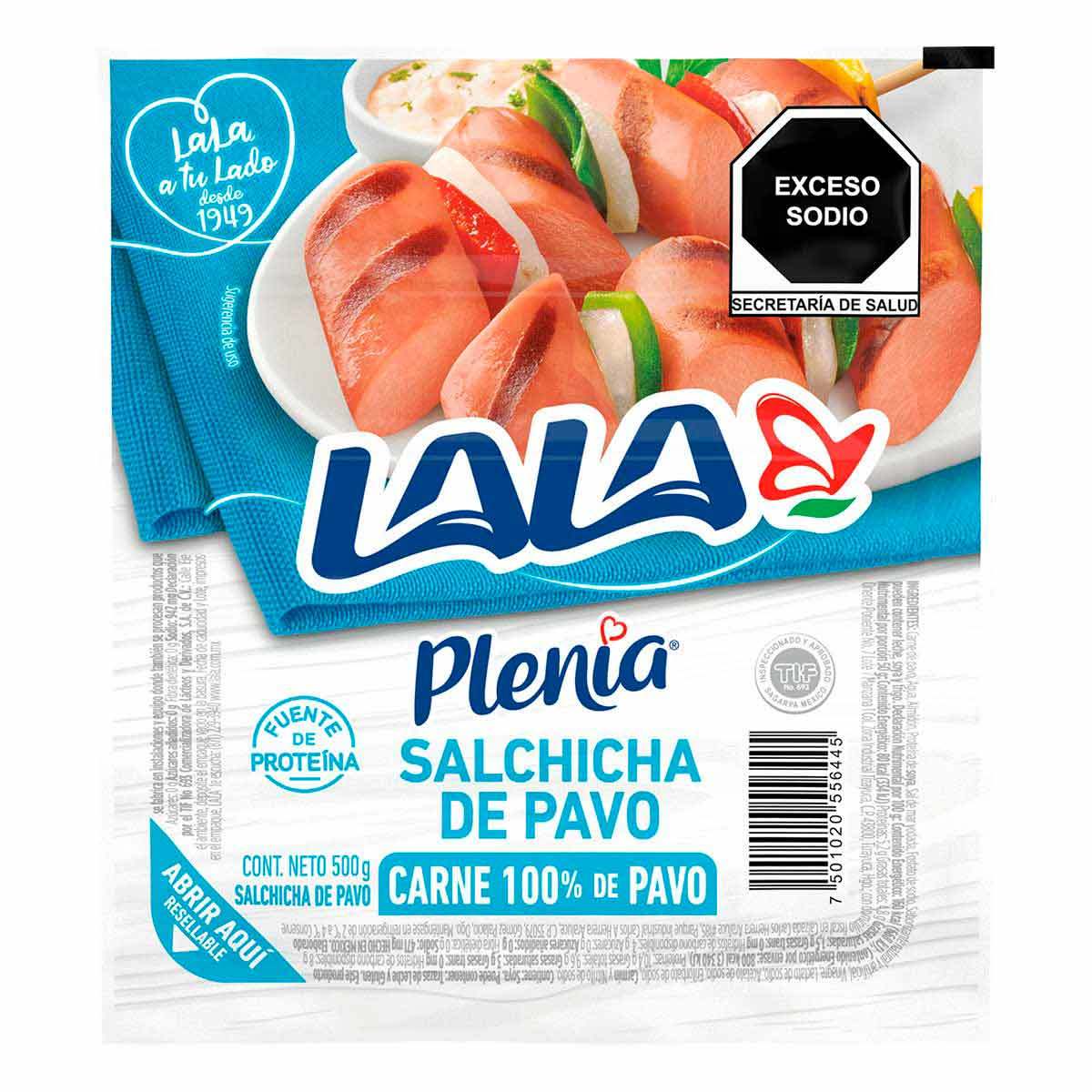 Salchicha De Pavo Plenia Lala 500Gr