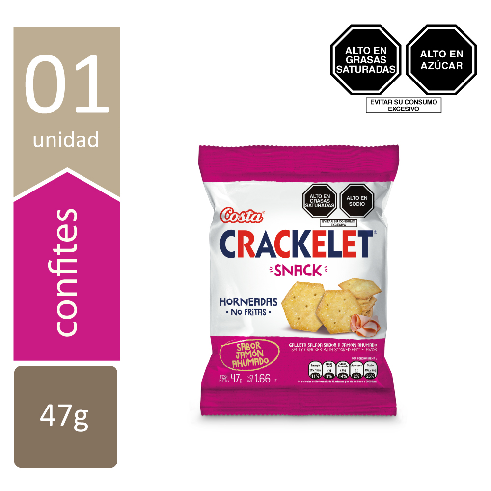 CRACKELET SNACK JAMON 36X47G