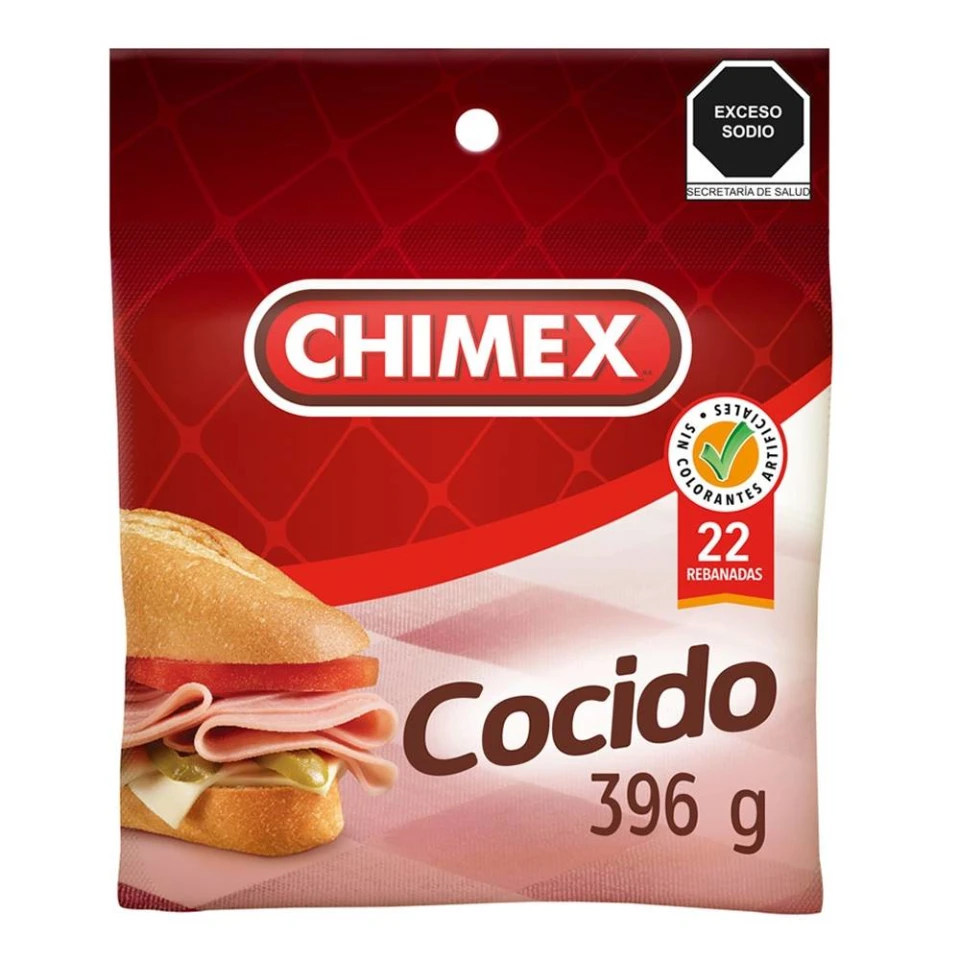Jamon Pavo Cerdo Cocido Chimex 396Grs