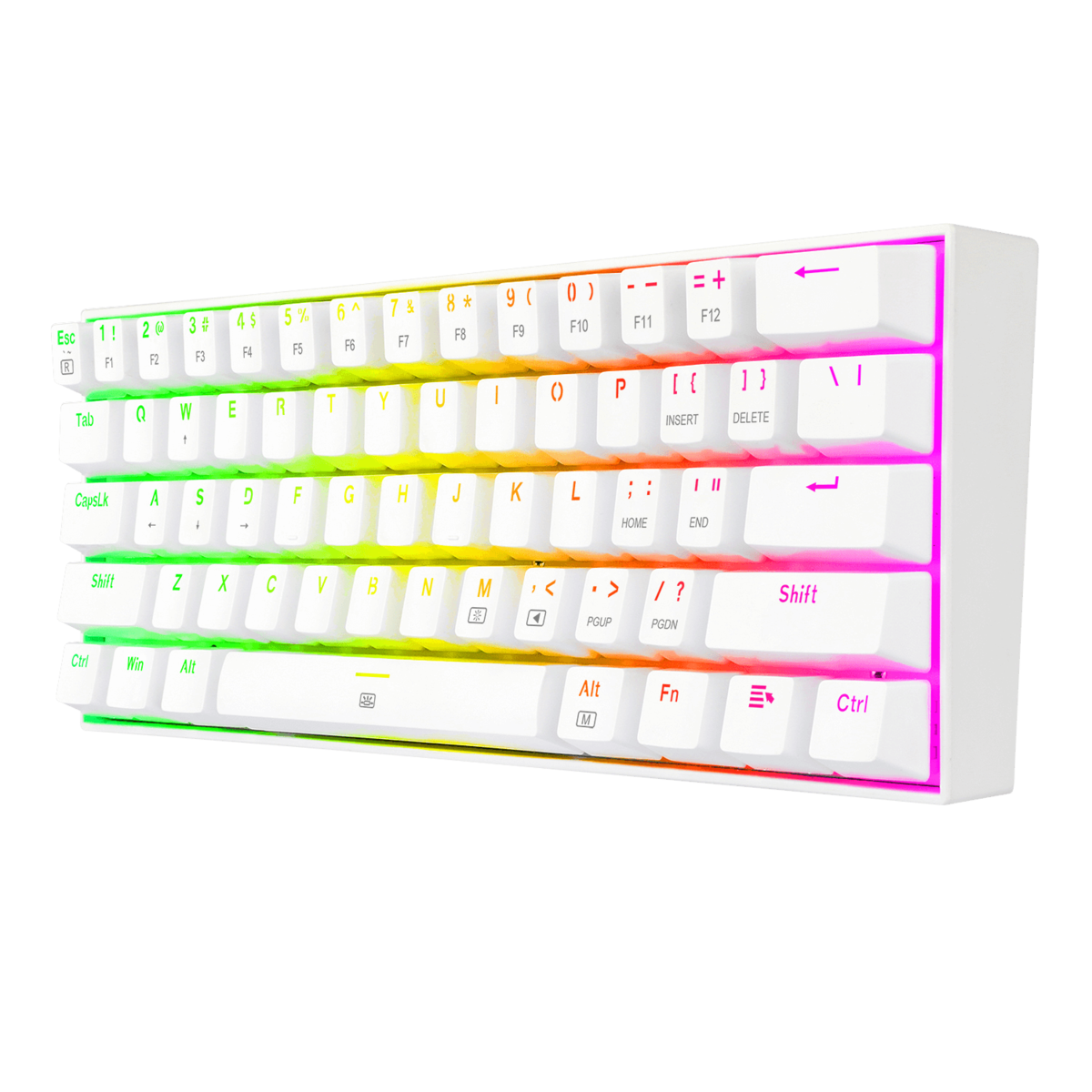 Teclado Mecánico Gamer Redragon 60% DRAGONBORN K630W-RGB WHITE RED SWITCH
