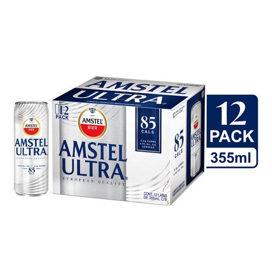 12 pack Cerveza Amstel Ultra Lata 355 mL