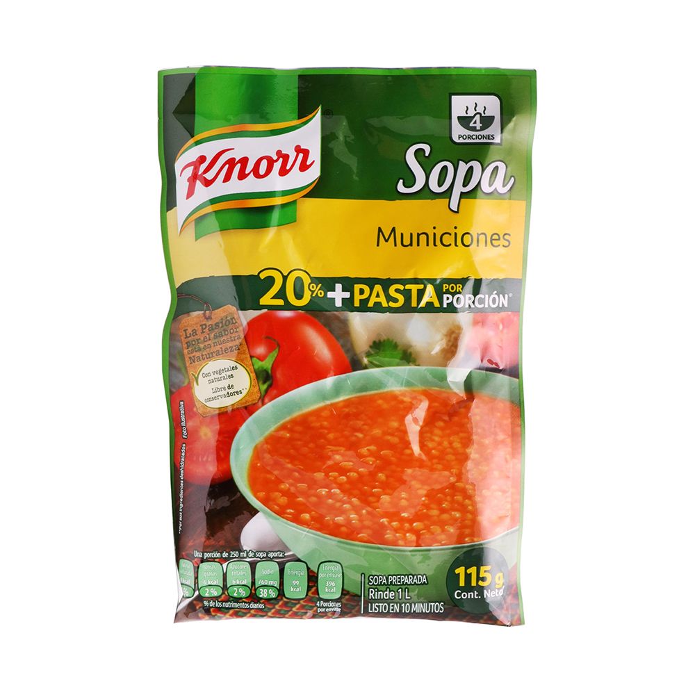 Pasta Knorr Sopa Municiones 115 g