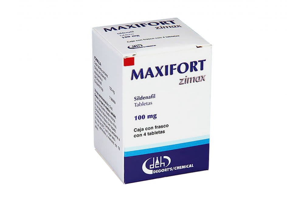 MAXIFORT Zimax c/ 4 TABS. 100 MG. (DF) Sildenafil 50mg.