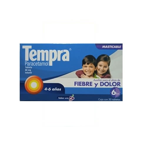 TEMPRA Infantil (4-6 años) 30 TABS. Masts. 80 MG. Paracetamol (Tabs ...