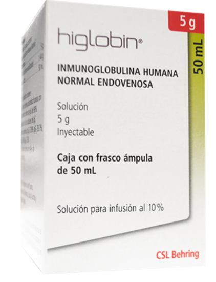 HIGLOBIN 5G FCO 50 ML. Inmunoglobulina humana normal endovenosa (AL)